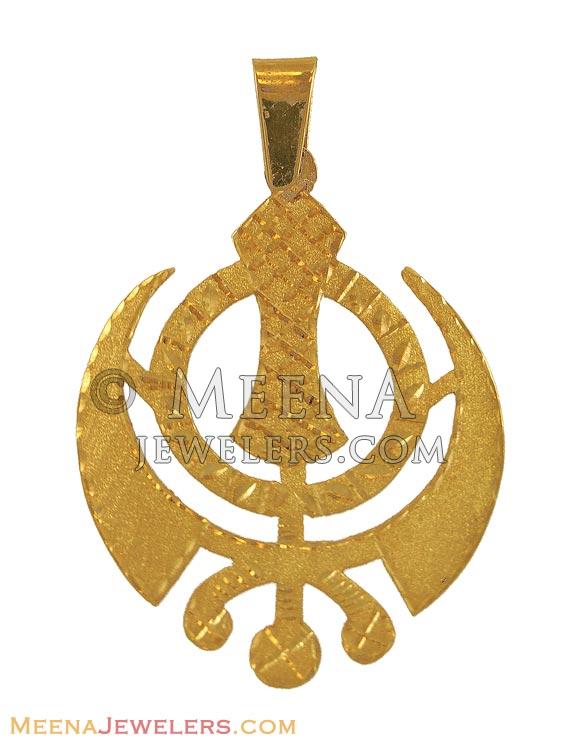 Gold Khanda Pendant (Extra Large) - PeKp10631 - 22 Karat Gold Khanda ...