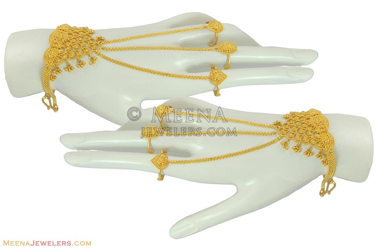 22K Yellow Gold 3 Rings Panja(2Pc) - BrLa11272 - 22k yellow gold ...