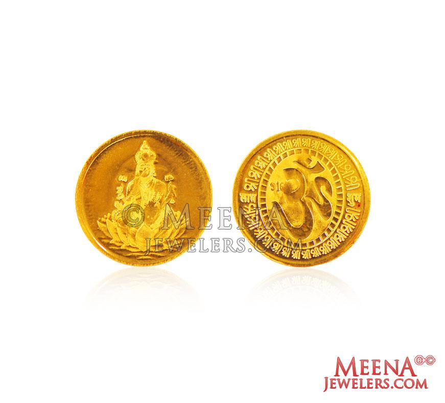 22k Gold Laxmi Coin - PeGa26342 - US$ 131 - 22k Gold Laxmi Coin is for ...
