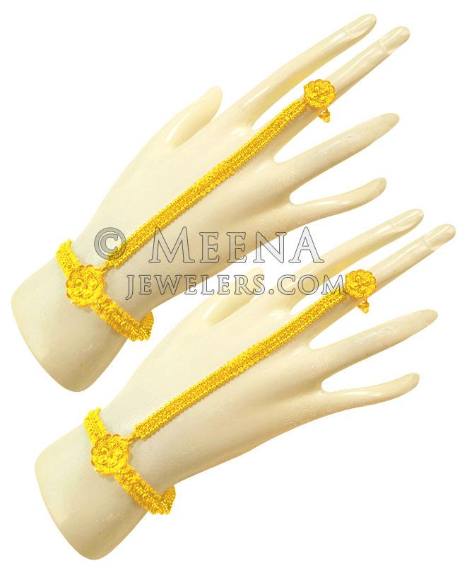 22 Karat Gold Panja Bracelet (2 PC) - BrLa24120 - 22 Karat Gold Panja ...