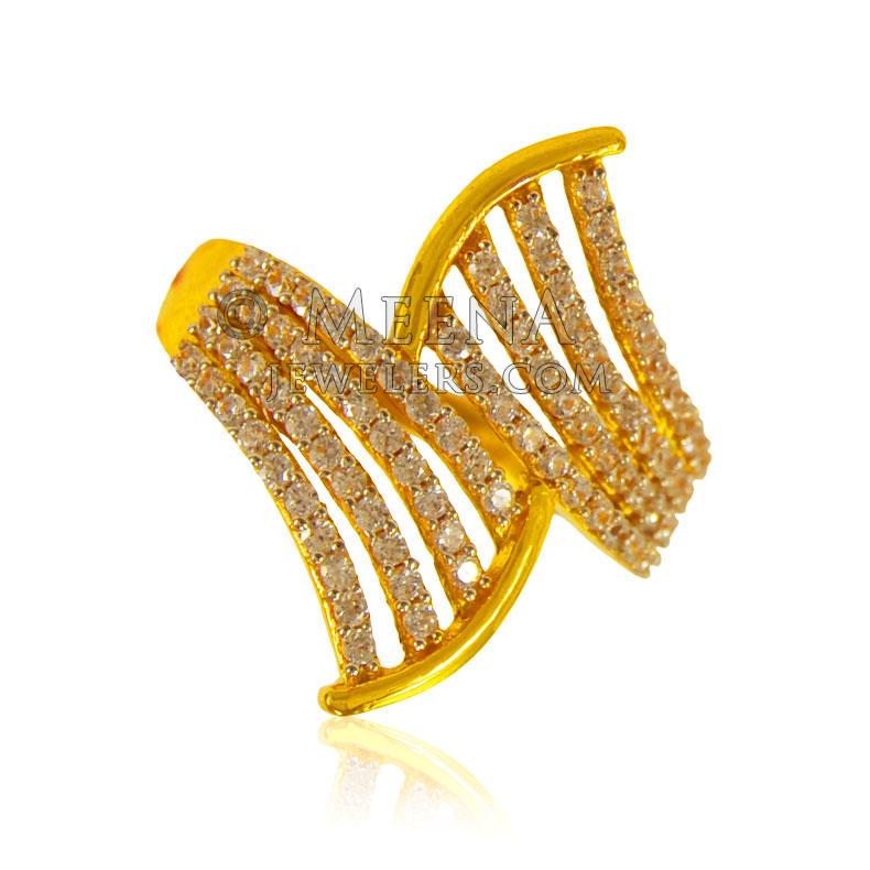 22KT Gold Signity Stone Ring - RiLs24318 - 22KT Gold ring for ladies is ...