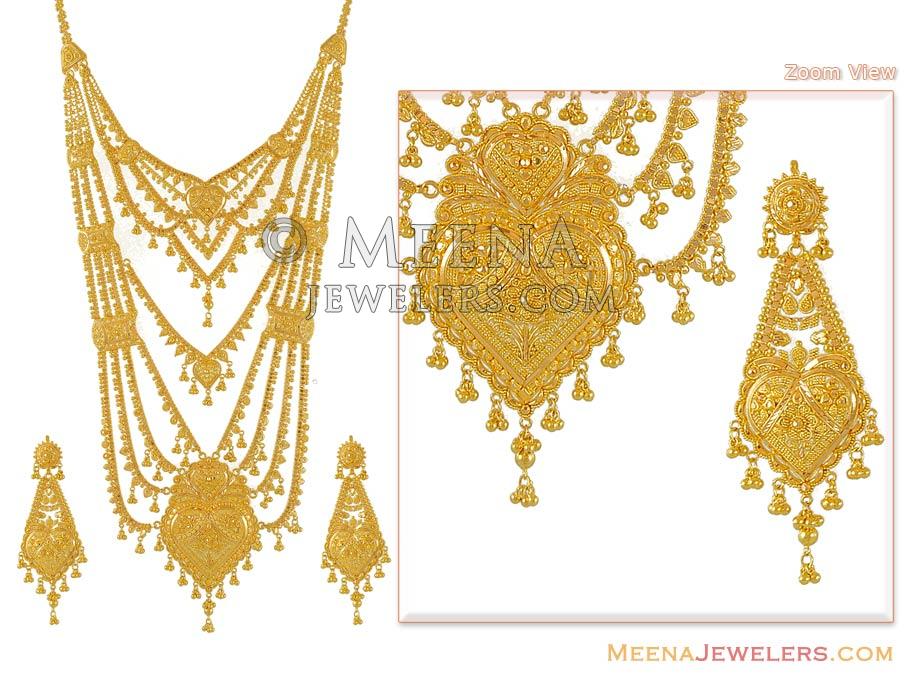 22Kt Rani Haar (Indian Bridal Necklace Set) - StBr6349 - 22k gold Rani ...