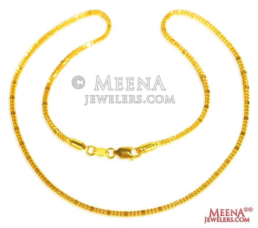 22 kt Gold Fancy Chain - ChPl25745 - 22 Kt Gold 16 Inches long chain is ...