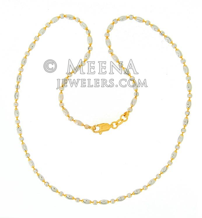 22Kt Gold Rice Chain - ChFc4211 - 22Kt Gold Rice Chain (two tone ...