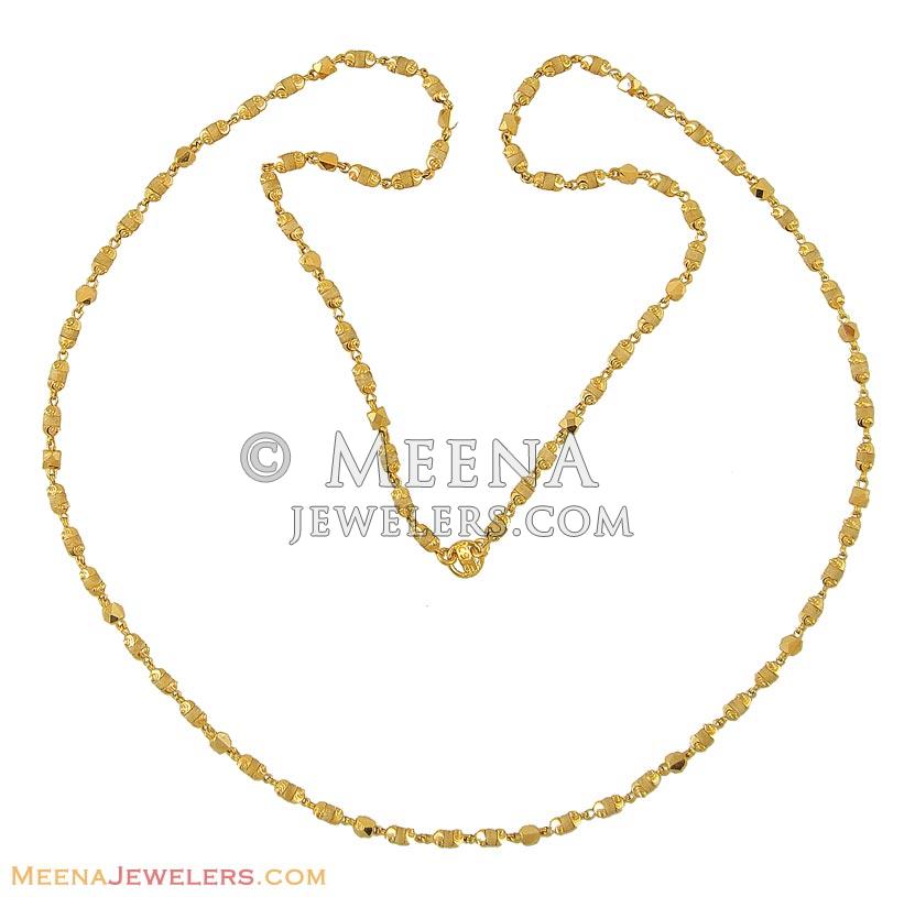 22Kt Gold Fancy Long Chain - ChLo8834 - 22K Gold tulasi mala.