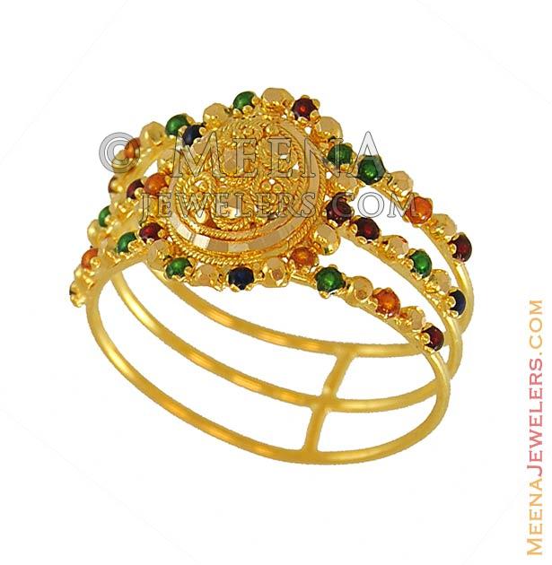 Ladies Ring with Enamel paint - RiLg6508 - Beautifully hand crafted 22k ...
