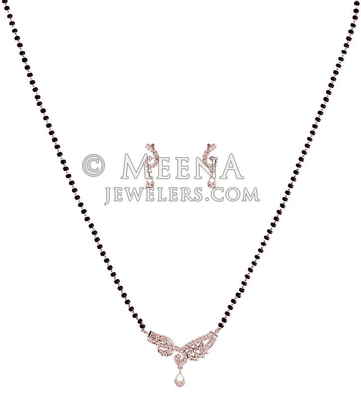 18Kt Gold Diamond Mangalsutra Set - DiMa19795 - 18K White Gold ...