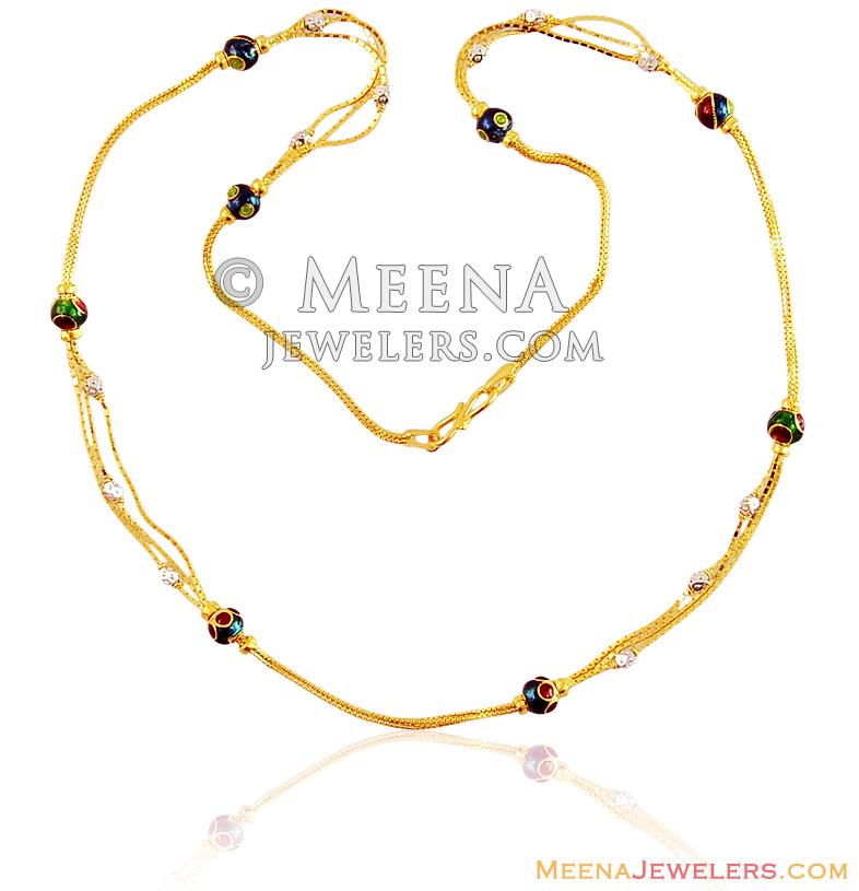 22K Gold Layered Chain - chfc15469 - 22K Gold Chain designed ...