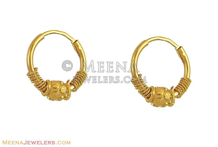 21k Gold Baby Hoops - ErHp11243 - 21k yellow gold designer baby hoops ...