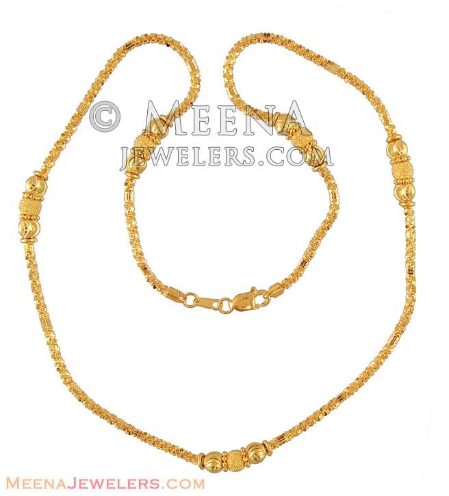 22Kt Gold Fancy Chain - ChFc4937 - 22Kt Gold Fancy Chain with gold ...