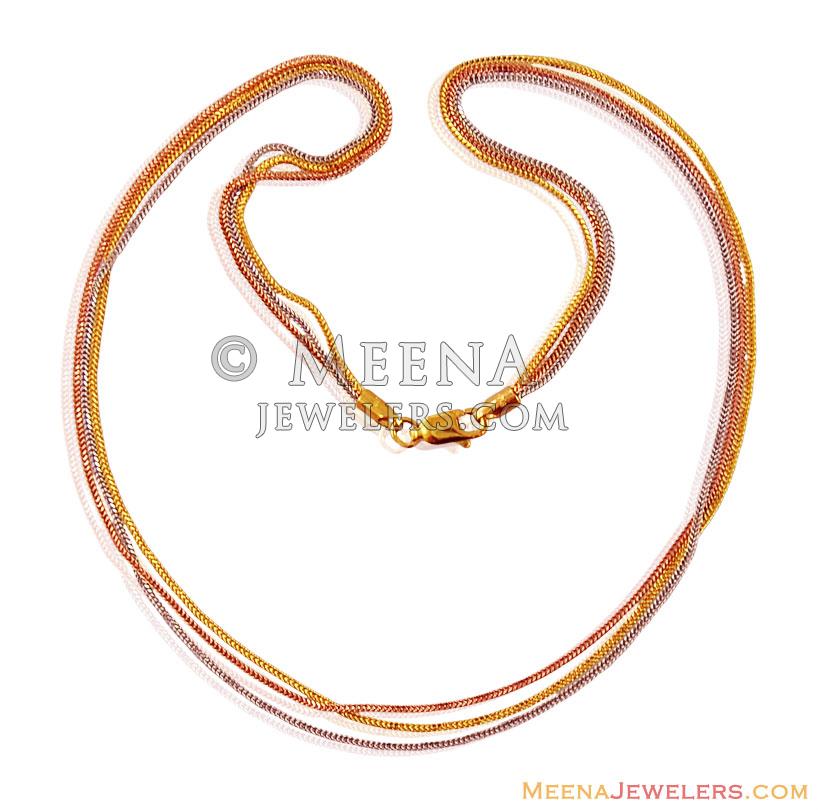 Fancy Gold Multi Tone Chain - ChFc17076 - 22K Gold three tone chain ...