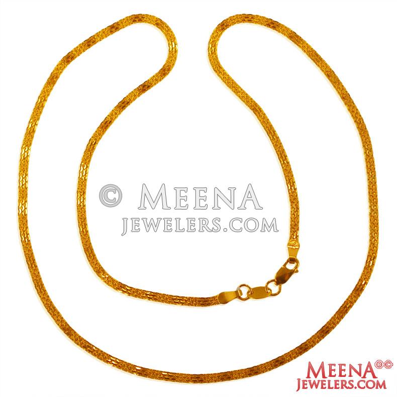 22kt Gold Flat Chain - chpl26541 - 22kt Gold Flat Chain is in flat ...