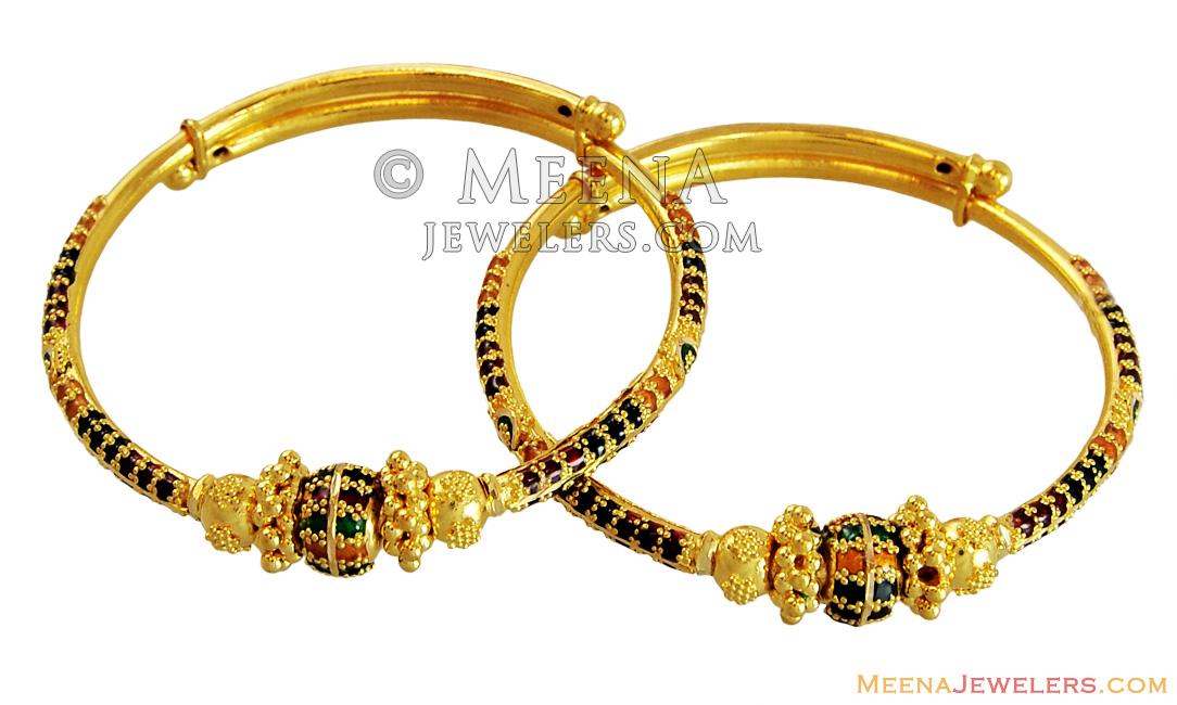 Designer Meena Baby Bangles 22k - BjBa14356 - 22K Fancy Yellow Gold ...