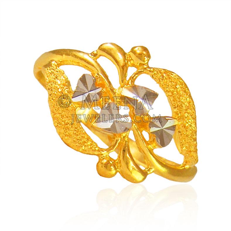 22 Karat Gold Two Tone Ring - Rilg23177 - 22 Karat Gold ring for ladies ...