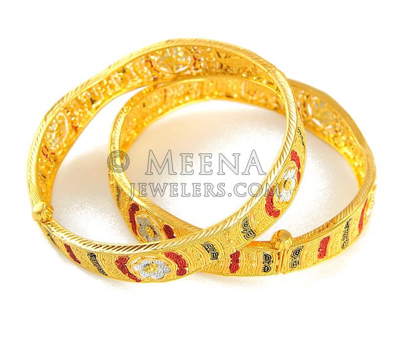 22Kt Gold Three-tone Kadas - BaKa4436 - 22Kt multi tone Gold Filigree ...