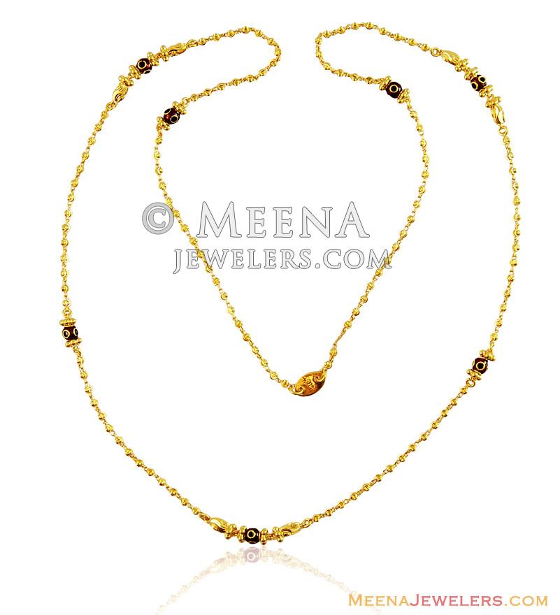 22k Meena Balls Gold Chain - chfc15311 - 22Kt Gold Fancy Ladies Chain ...