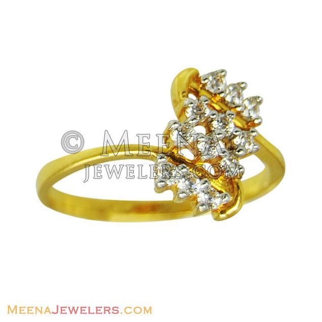 22K Signity Gold Ring - RiLs12201 - 22Kt Gold fancy ring with signity ...