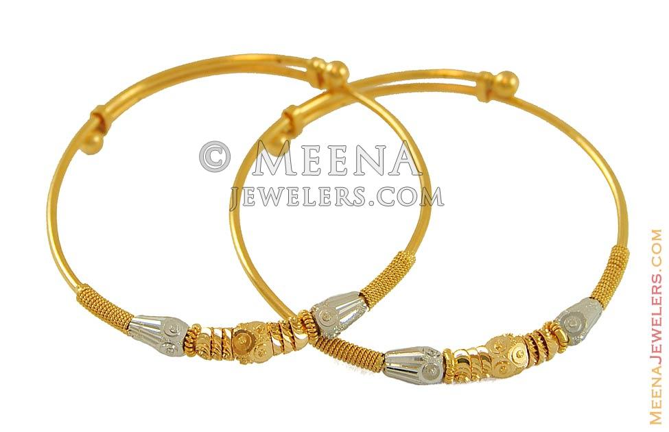 22k Designer Two Tone Baby Bangles(2 pcs) - BjBa7778 - 22k designer ...