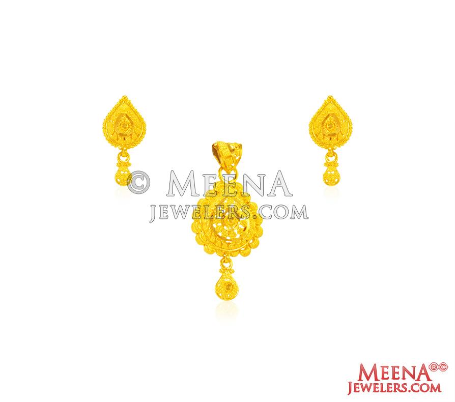 22kt Gold Pendant Set - PsYg26848 - 22k Gold pendant set. Pendant and ...
