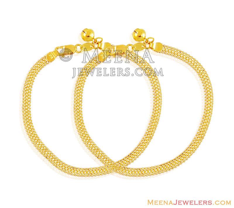 Gold Two Tone Kids Anklet - GaPa16315 - 22k Gold Payal or Anklet (Pair ...