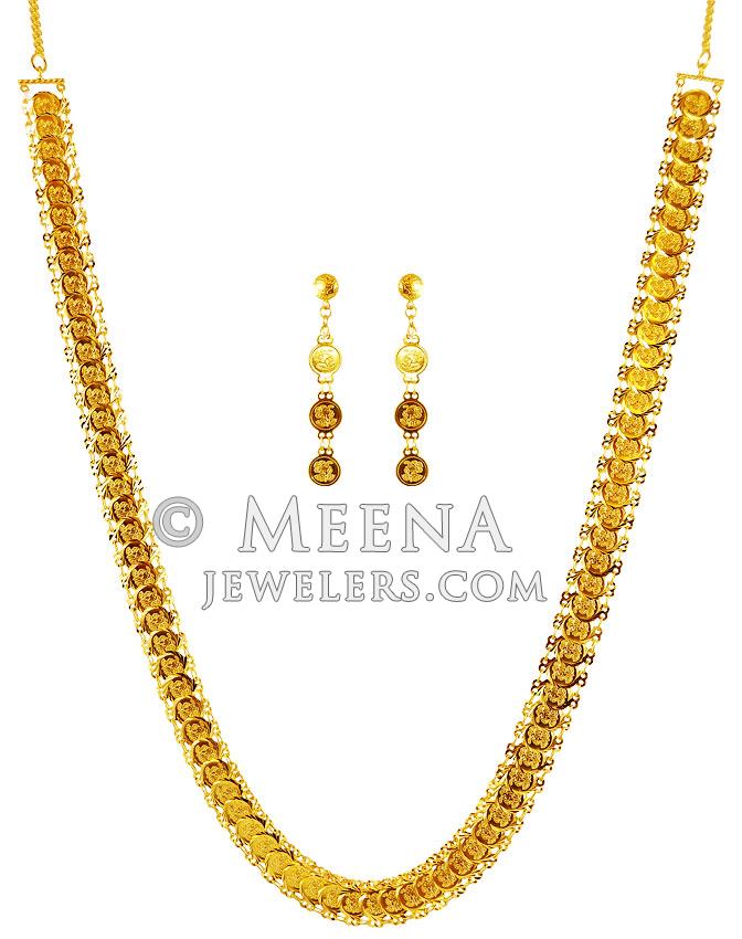 22 Karat Gold Coins Necklace Set - stls20682 - 22K Gold Necklace and ...