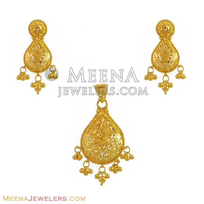 22k Yellow Gold Pendant Set - PsYg10910 - 22k yellow gold pendant and ...