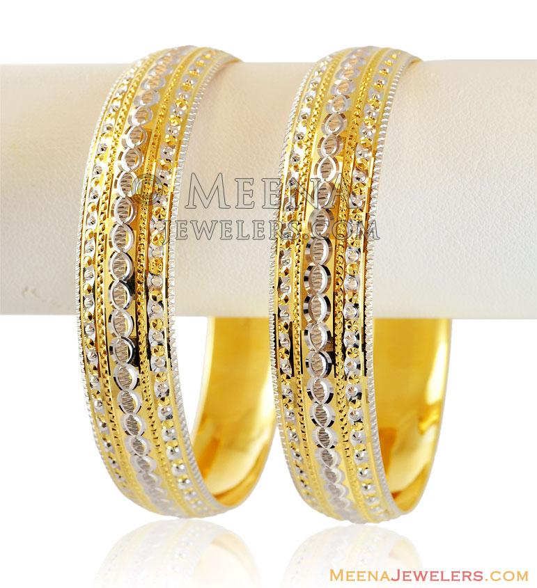 Exclusive 22k Two Tone Bangles - BaSt15278 - 22k Gold Machine Bangles ...