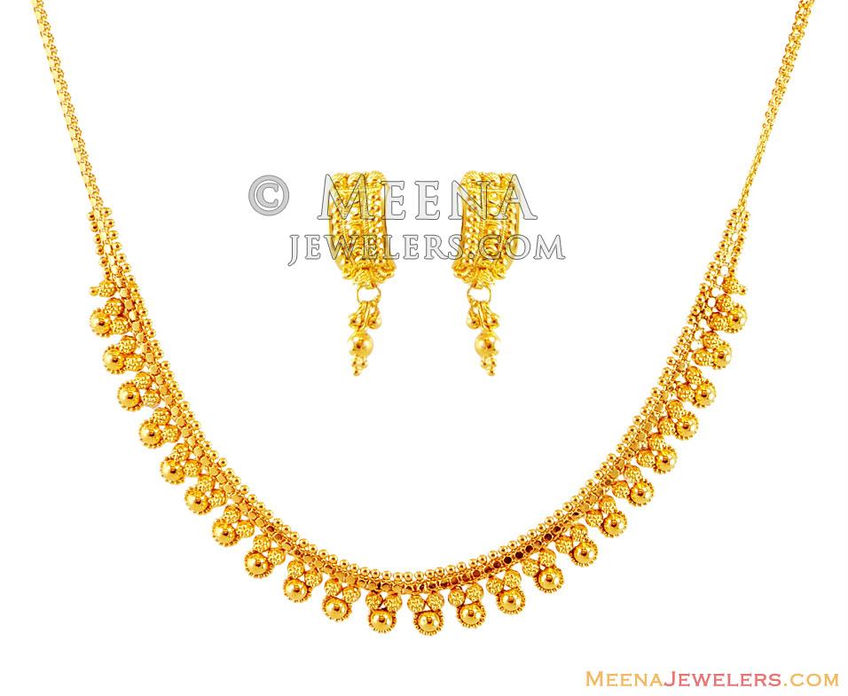 Beautiful Gold Necklace Set - StLs16772 - 22k Gold necklace and ...