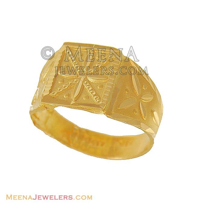 22K Fancy Mens Ring - RiMs7752 - 22k Mens yellow gold fancy ring with ...