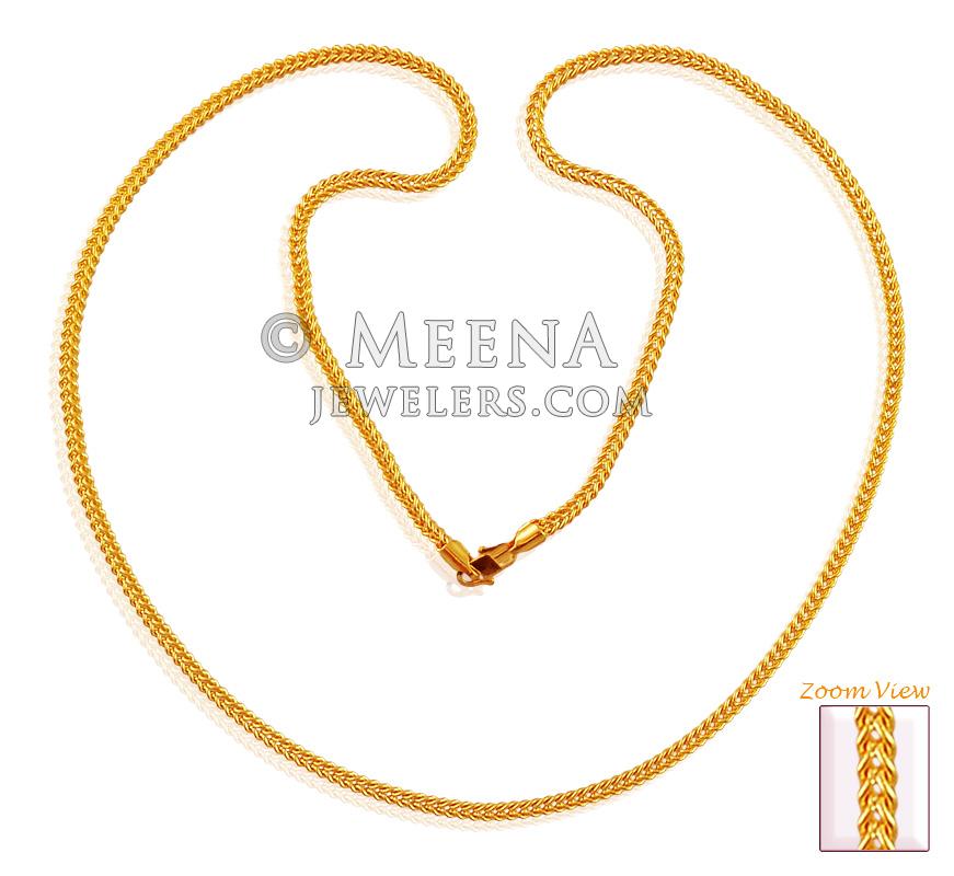 Gold Fox Tail Chain (20In) - ChPl17395 - 22K Gold hollow fox tail 20 ...