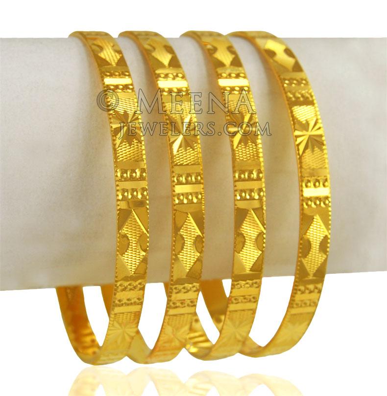 22K Gold Bangles(4 Pc) - BaGo24450 - 22k gold bangles(4 Pc) with shine ...