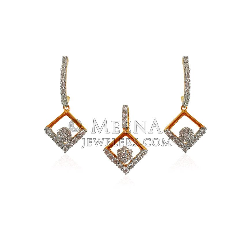 18kt Gold Diamond Pendant Set - DiPs22292 - 18k Yellow Gold Diamond ...