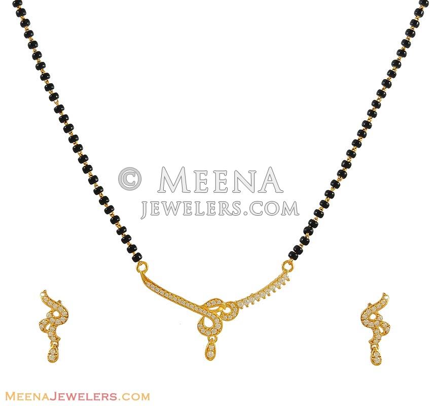 22K Gold Mangalsutra Set - StMs9484 - 22K Gold mangalsutra and earrings ...