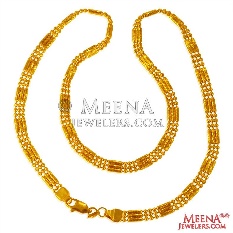 22 Kt Gold Chain - chpl26548 - 22 Kt Gold Chain is designed in flat ...