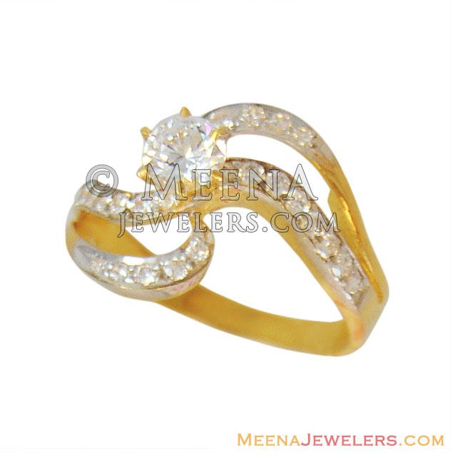 22K Designer Signity Ring - RiLs11743 - 22Kt Gold designer Ladies Ring ...