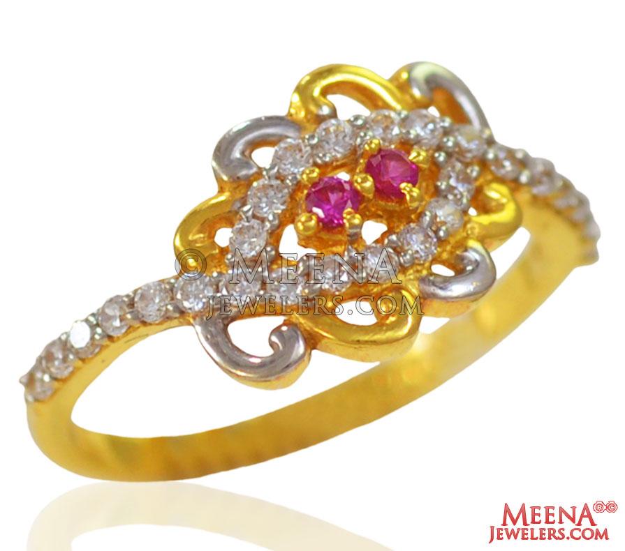 22KT Gold Signity Stone Ring - RiLs26487 - US$ 352 - 22KT Gold Signity ...