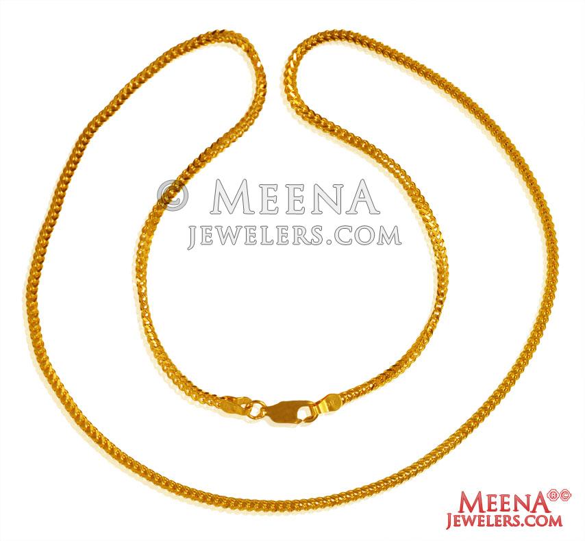 22k Gold Fox Tail Chain 18In - chpl26812 - 22k Gold Chain 18in is ...