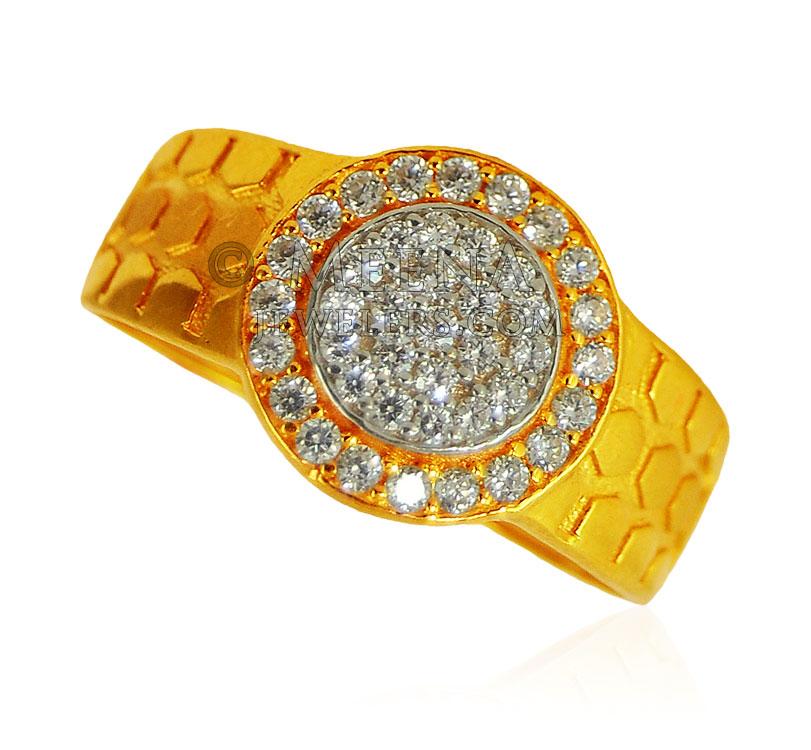 22k Gold Mens Stones Ring - RiMs21713 - 22K Gold Men's Ring is designed ...