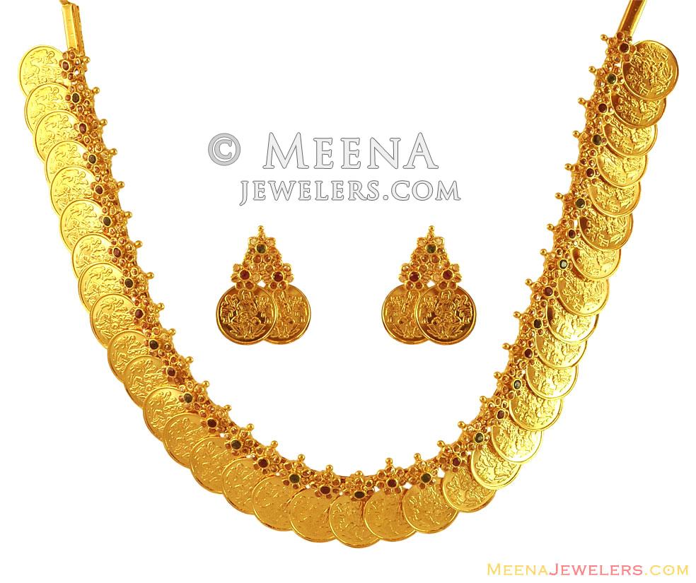 Gold Traditional Kasu Mala (Set) - StGo17096 - 22k Gold Kasu Mala Set ...