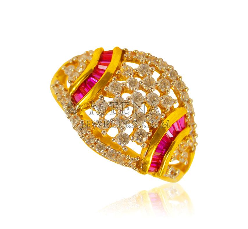22 kt Gold Ring with Colored Stones - RiLg24298 - 22 Kt Gold Ladies ...