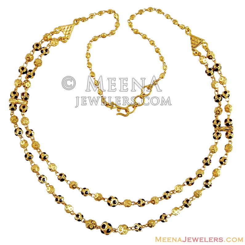 Designer 2 Layered Gold Balls Chain - chfc14434 - 22Kt Gold Fancy ...