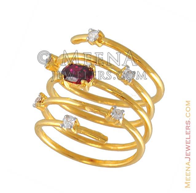 Signity Ring With spiral Style - RiLg4953 - 22kt Gold signity ring with ...