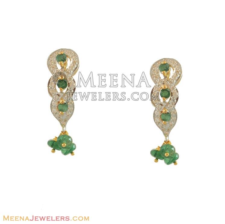 22K Fancy Stones Earrings - ErFc11081 - 22Kt gold earrings studded with ...