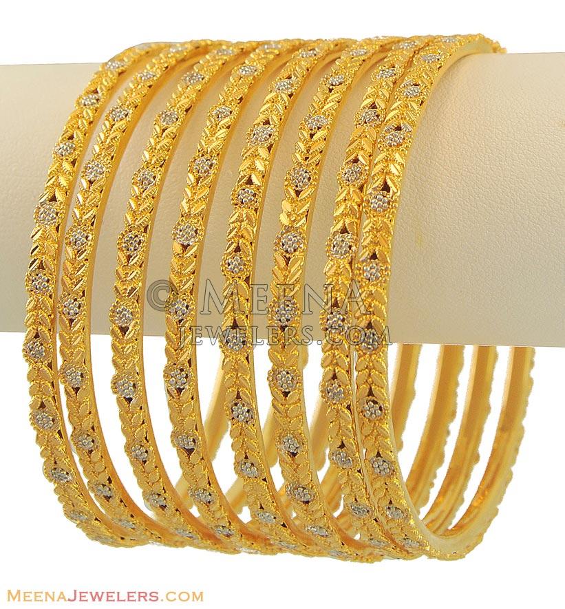 22k 2Tone Churi Set(8 pcs) - BaGo10987 - 22k gold designer churi set (8 ...