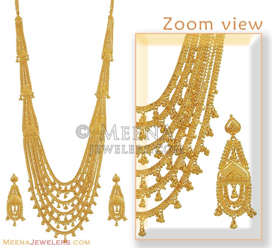 22 Karat Layered Necklace Set - StBr9652 - 22K Gold Necklace and ...