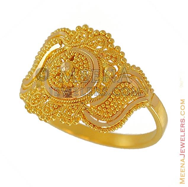 22Kt Gold Ladeis Ring - RiLg6515 - 22kt Gold hand crafted ladies ring ...