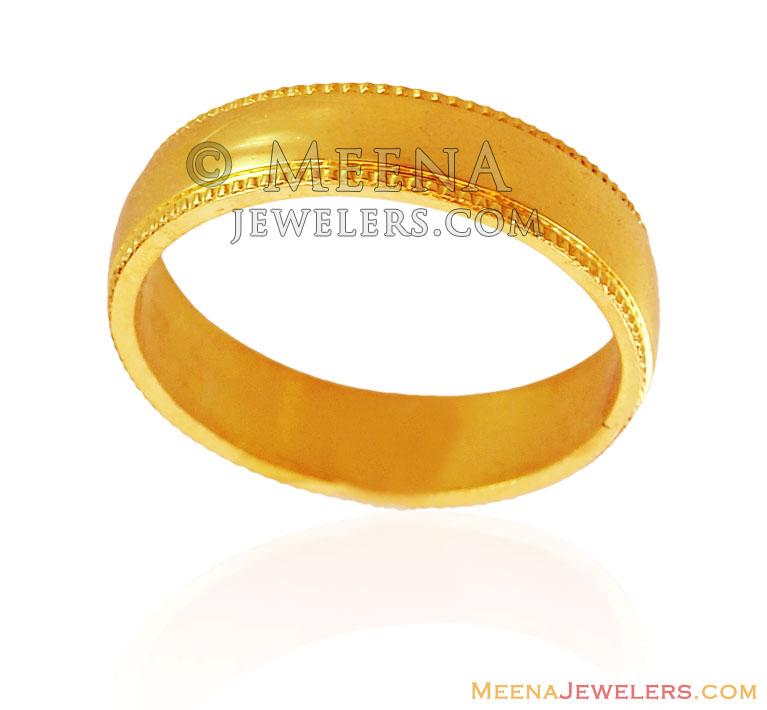 22K Gold Milgrain Band - RiWb16869 - 22kt Gold Wedding Band with fancy ...