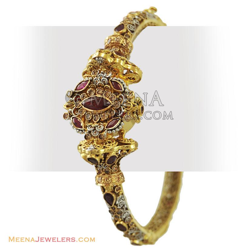 22k Exclusive Antique kada(1 Pc) - BaKa11505 - 22k gold elegant hand ...