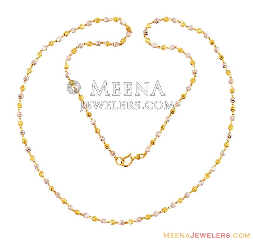 22k Two Tone Gold Balls Chain - ChFc15728 - 22Kt Fancy Gold Balls chain ...