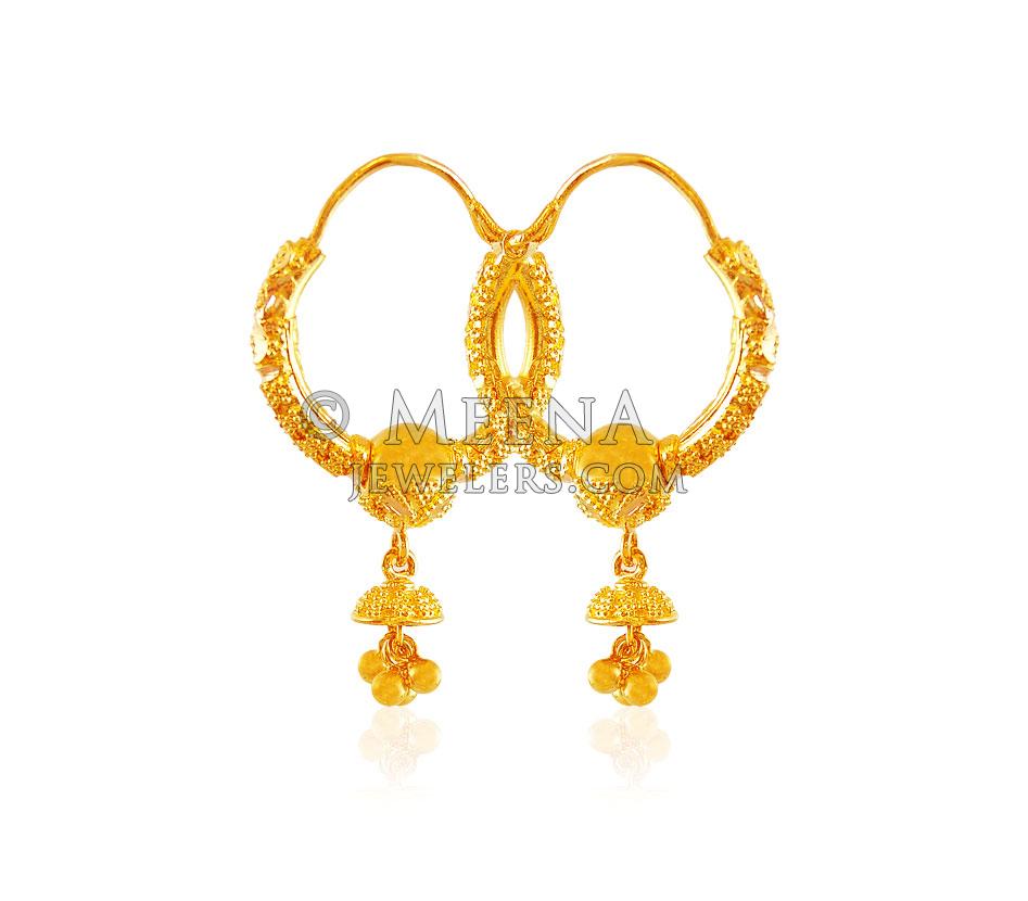 22K Gold Filigree Hoops - ErHp18110 - Exclusive 22k gold Hoop earrings ...